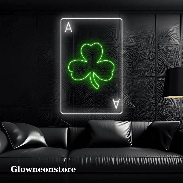 Glowneon Ace Card Clover Neon Sign, Ace Card Shamrock Led Sign ...