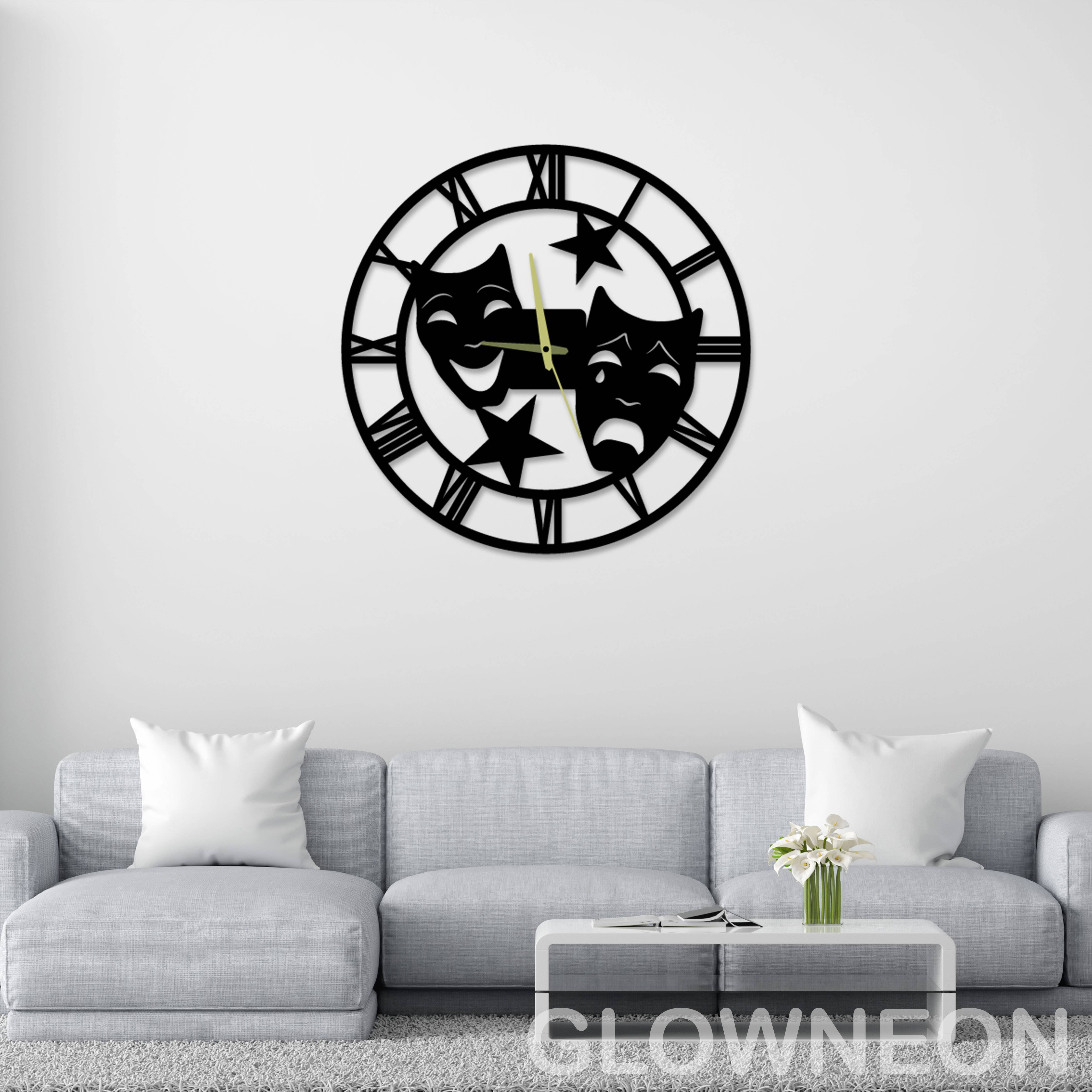 Glowneon Actor Wall Clock Metal Sign, Cinema Theater Clock Decoration ...