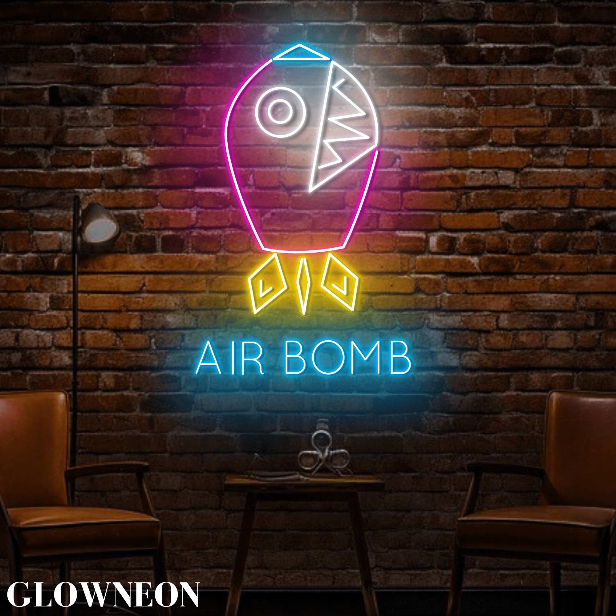 Glowneon Air Bomb Led Wall Art, Space Air Bomb Rocket Neon Wall Decor ...