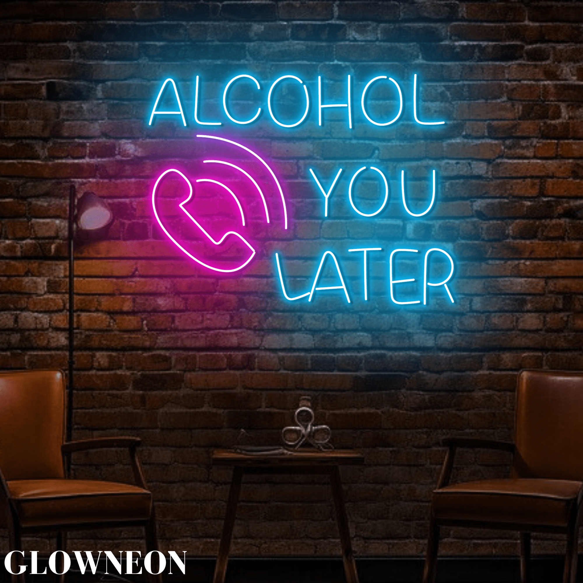 Glowneon Alcohol You Later Neon Sign, Bar Pub Wall Art, Home Bar Sign ...