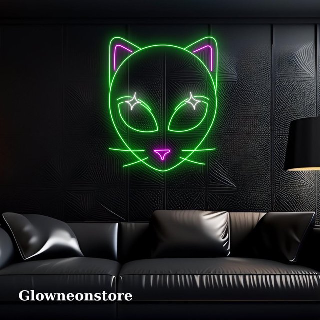 Glowneon Alien Face Cat Neon Sign, Alien Face Cat Led Light Sign, Funny ...