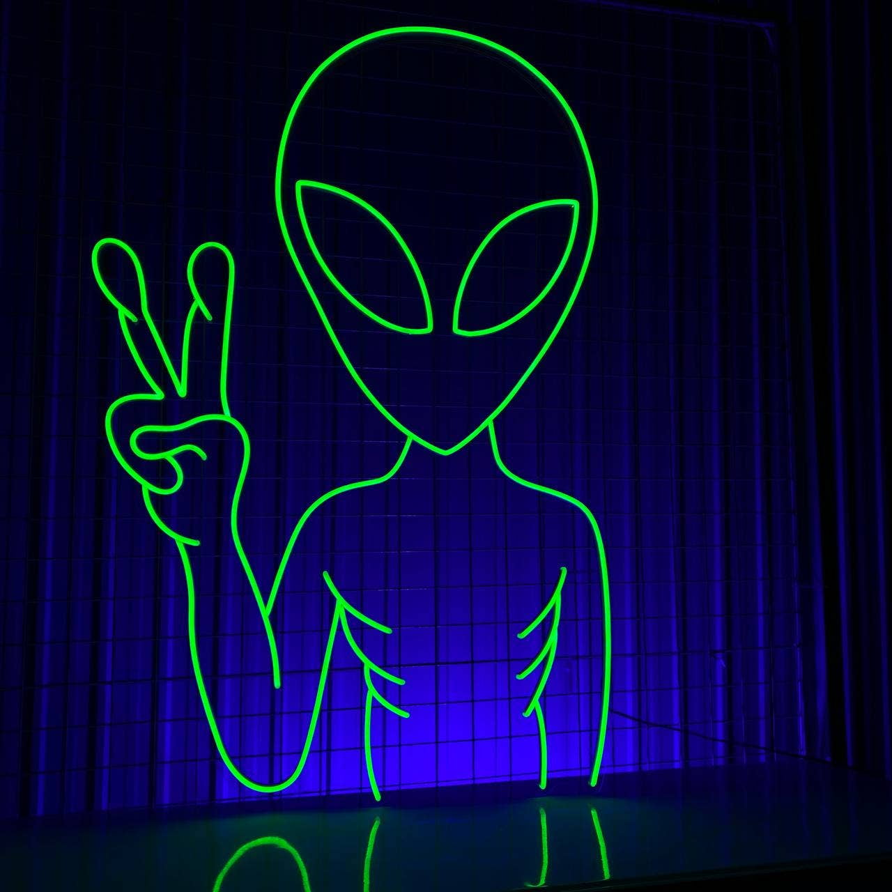 Glowneon Alien Hello Neon Signs, Animal Wall Art, Alien Art Decor ...