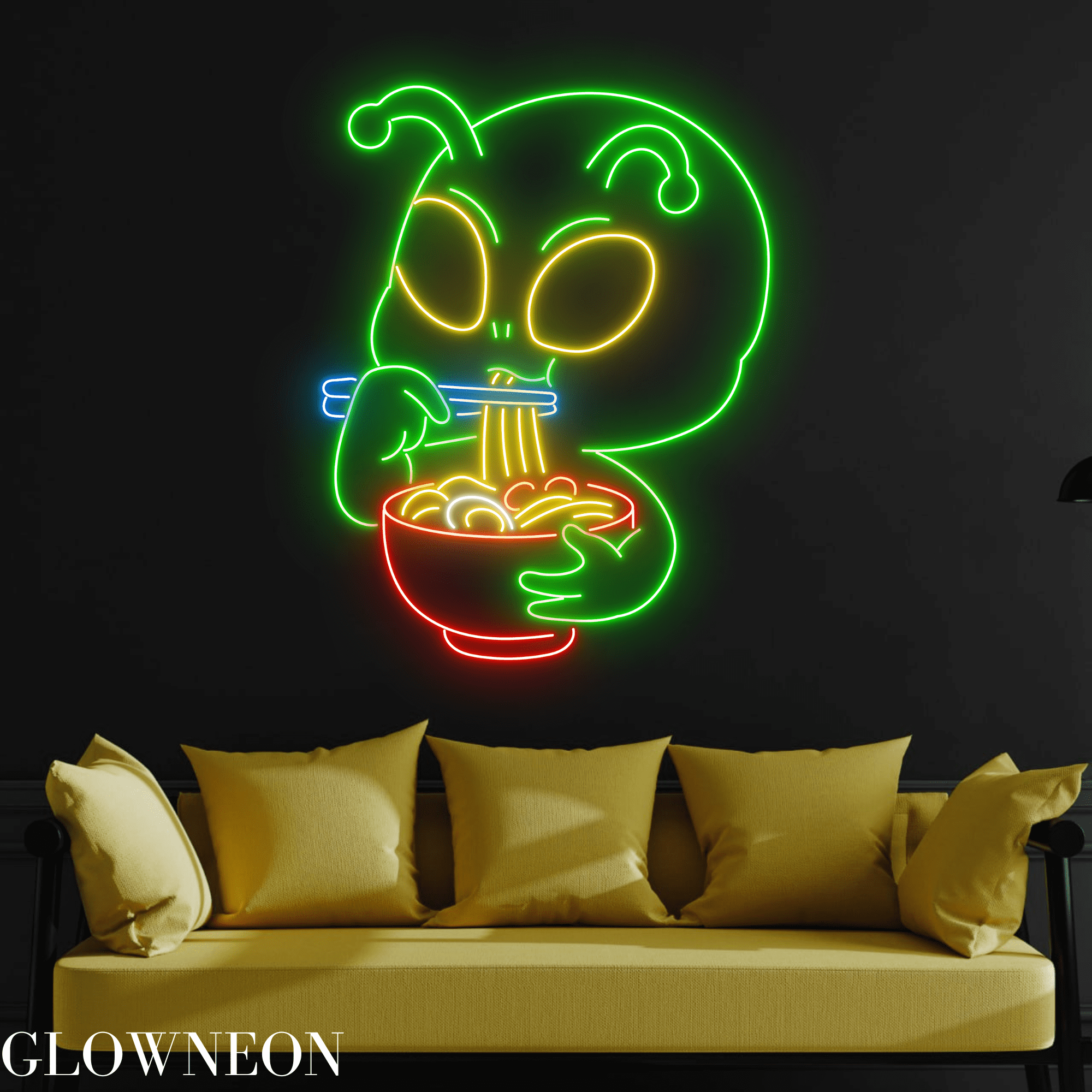 Glowneon Alien Ramen Neon Sign, Japanese Ramen Restaurant Led Decor ...