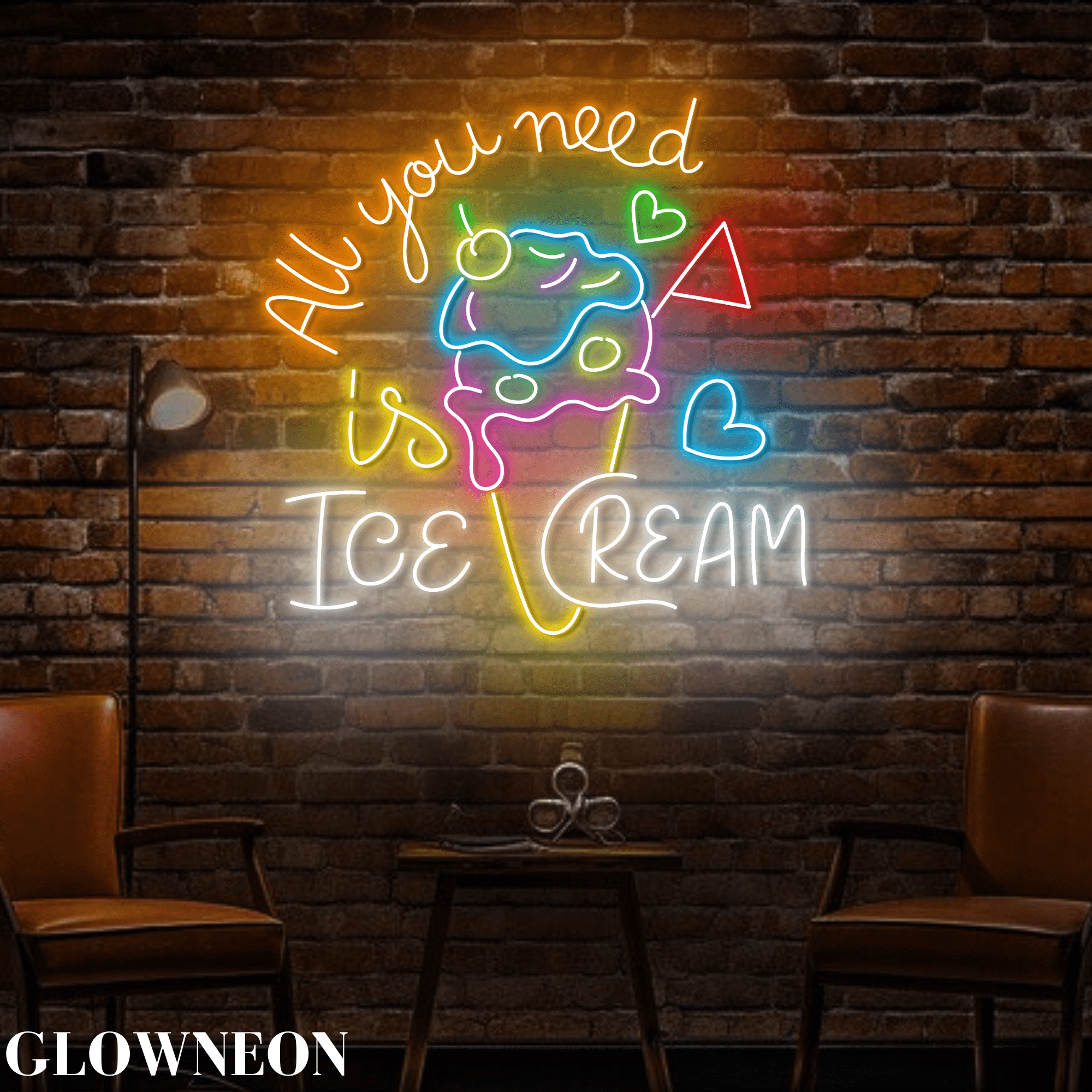 Glowneon All You Need Is Ice Cream Led Neon Sign, Ice Cream Shop Sign ...