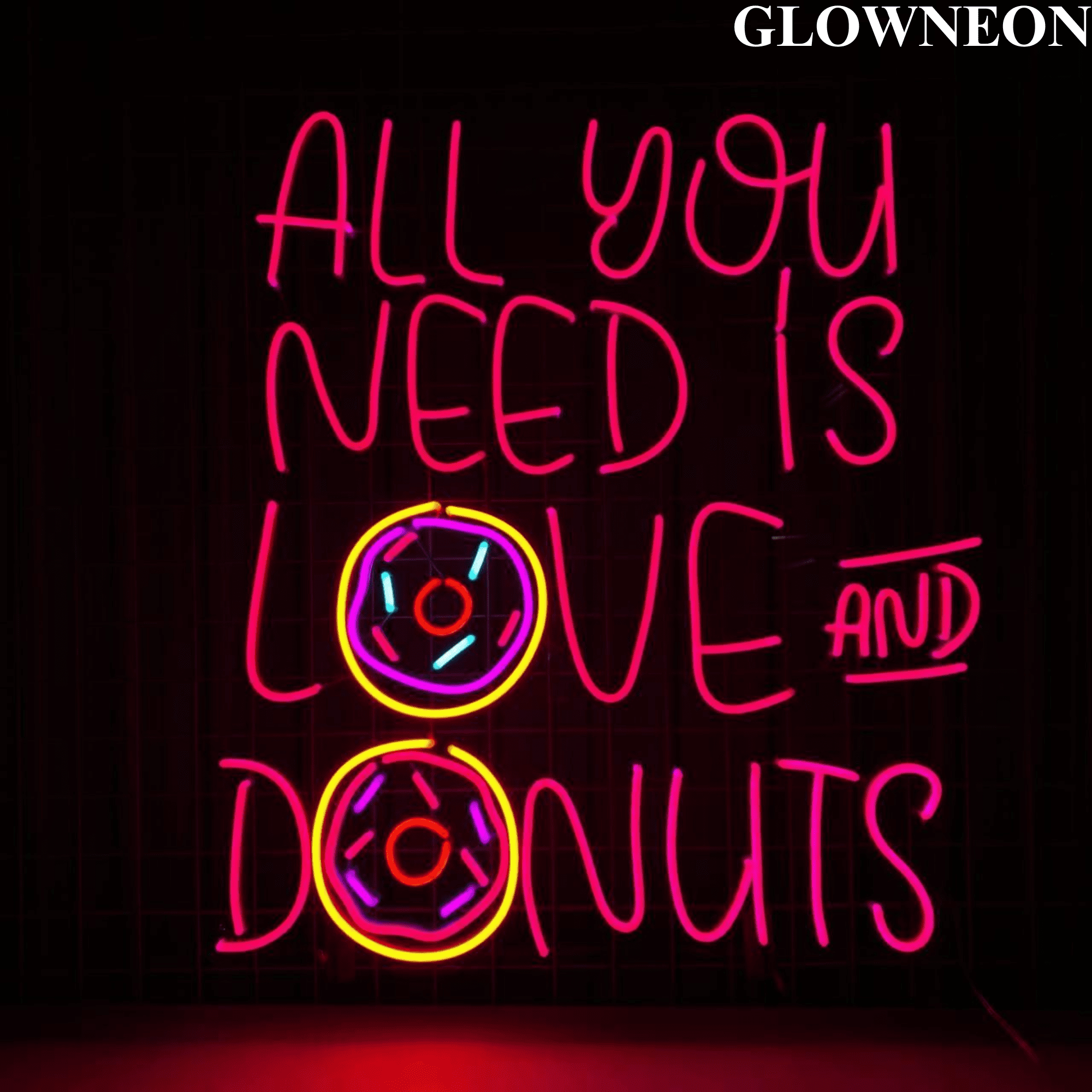 Glowneon All You Need Is Love And Donuts Led Light, Donut Cake Decor ...