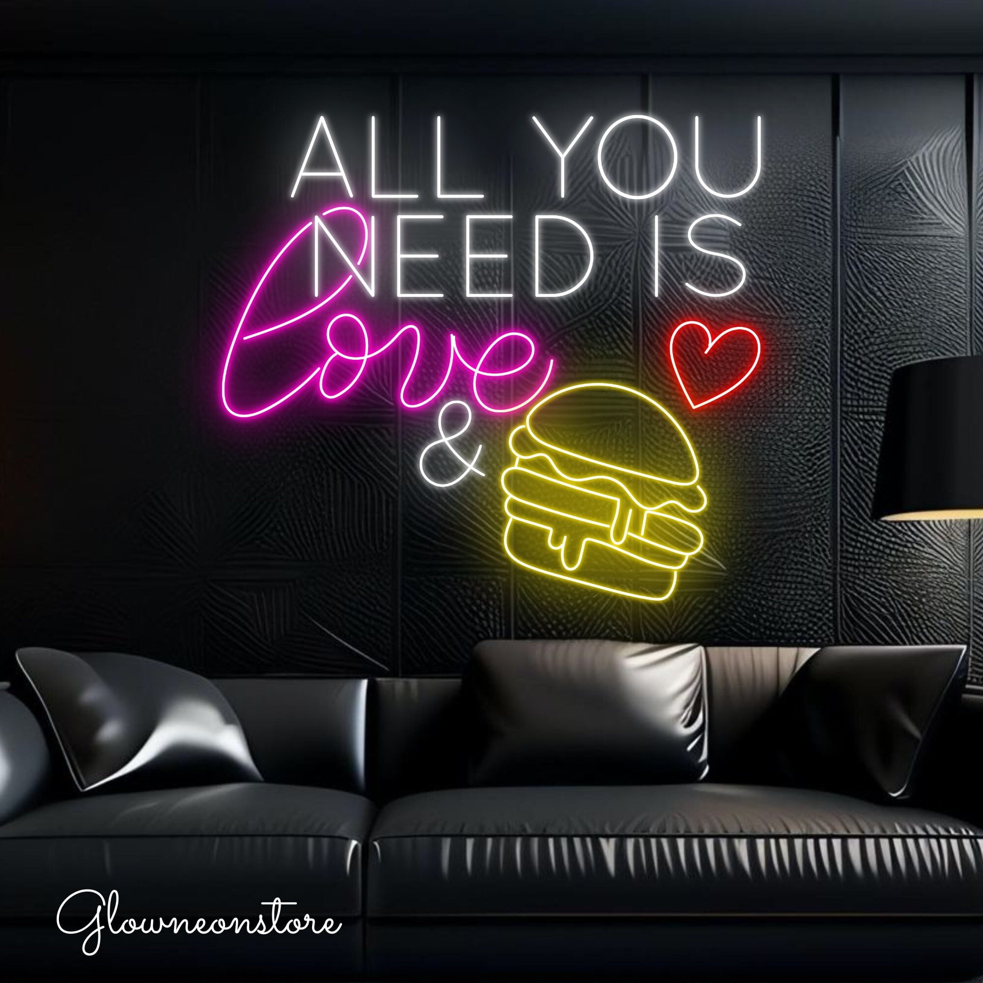 Glowneon All You Need Is Love Burger Neon Sign, Love Burger Led Sign ...