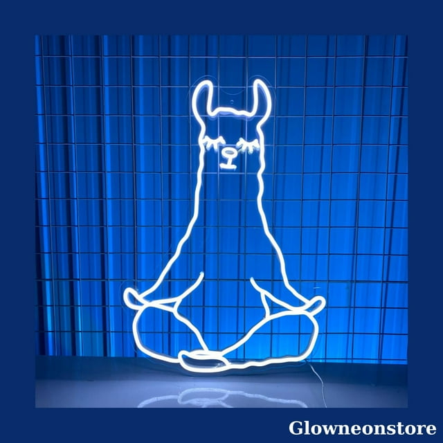 Glowneon Alpaca Doing Yoga Pose Neon Sign Alpaca Pilates Pose Led Sign