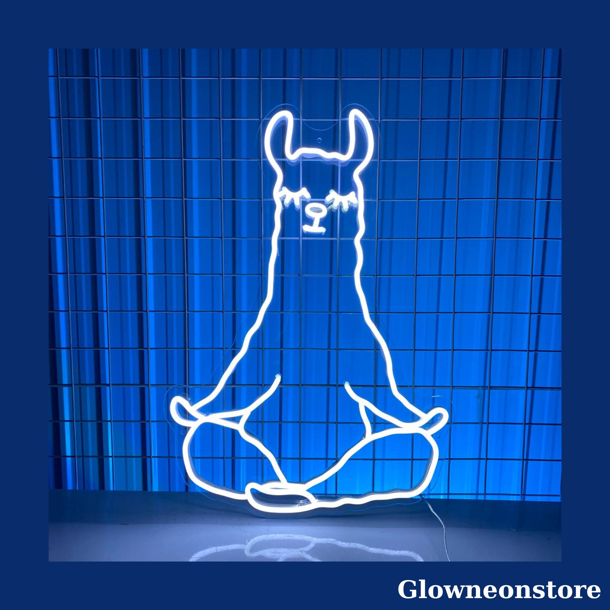 Glowneon Alpaca Doing Yoga Pose Neon Sign, Alpaca Pilates Pose LED Sign ...