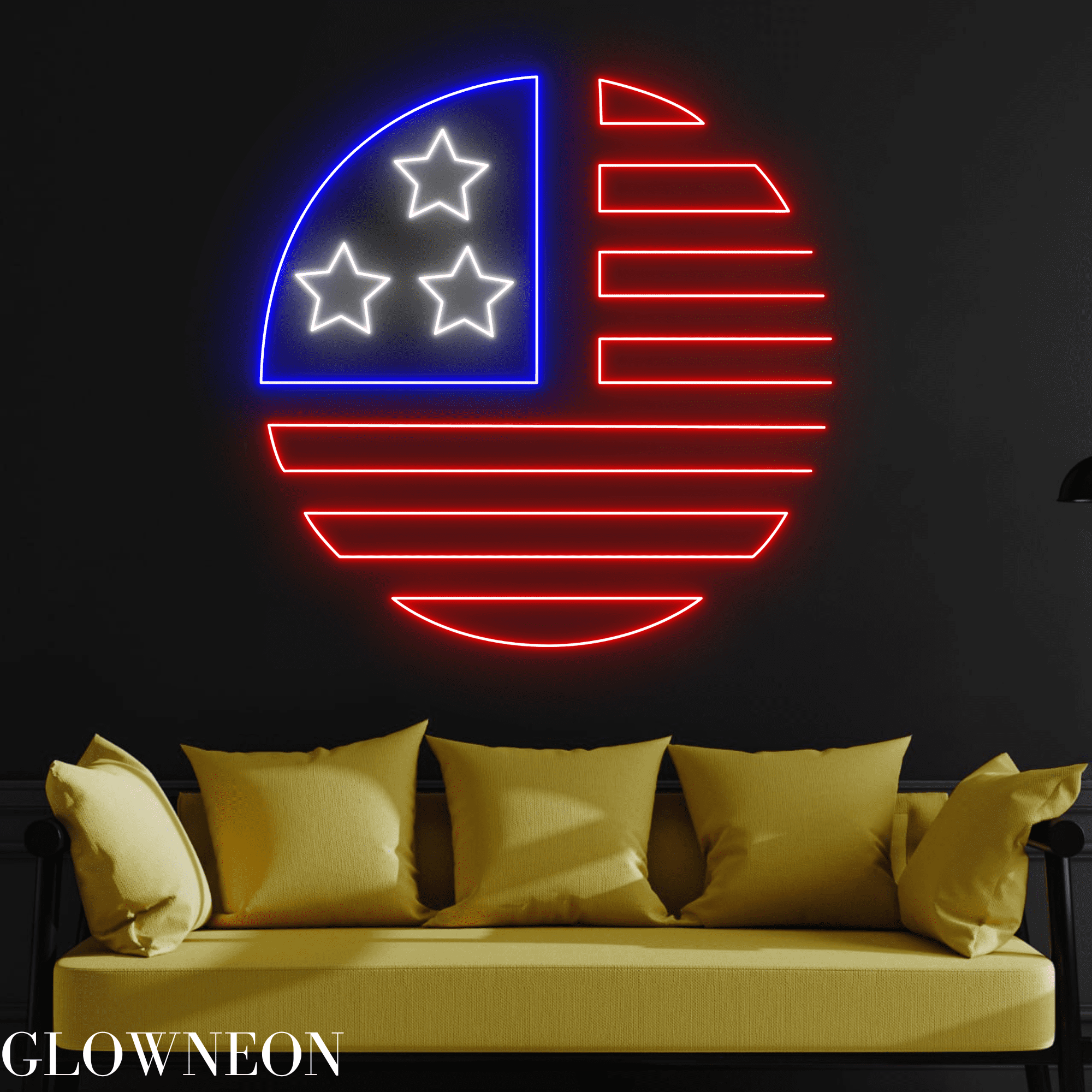 Glowneon American US Flag Neon Sign, Happy 4th Of July Day Led Light ...