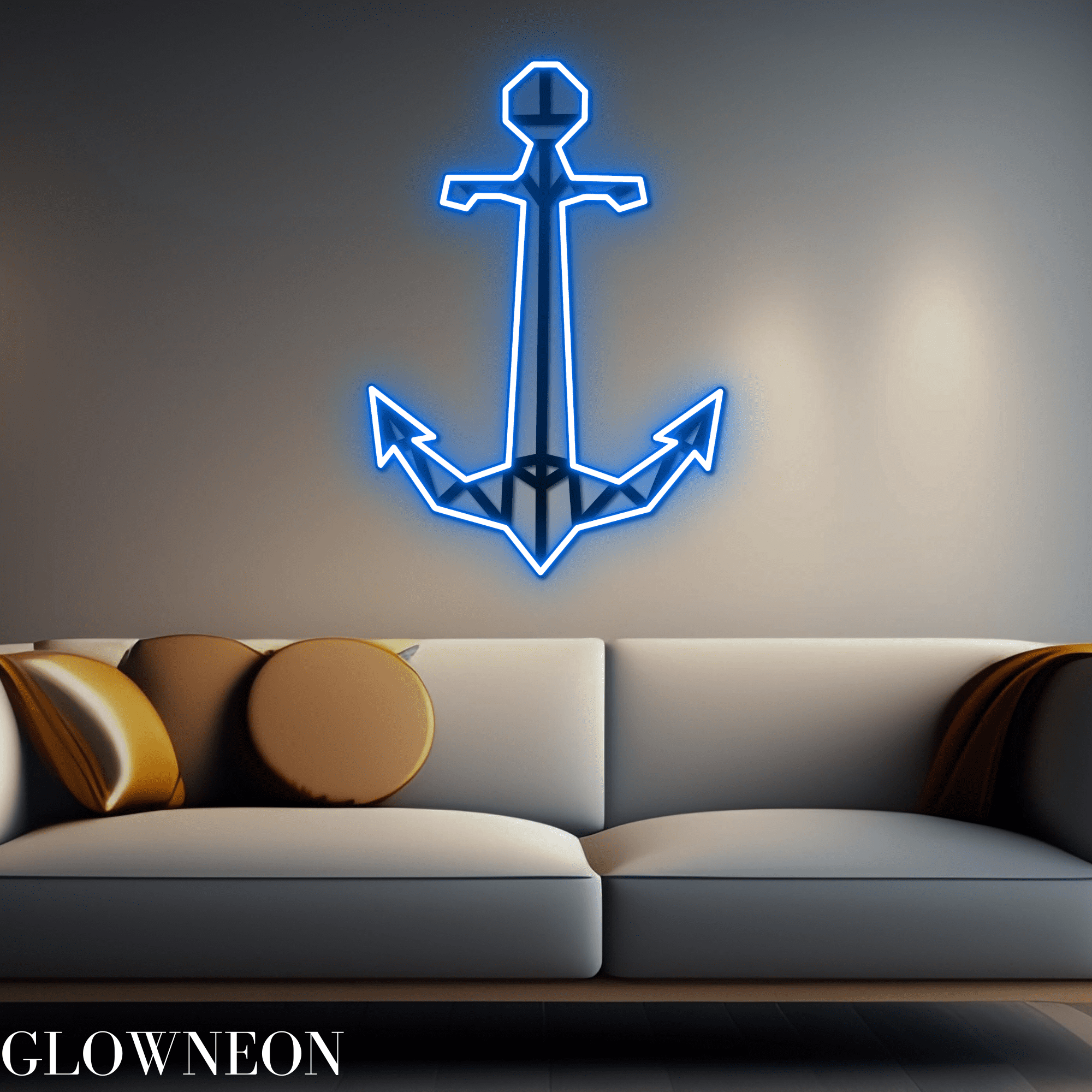 Glowneon Anchor Neon Led Print Sign For Captain And Crew Room Decor ...