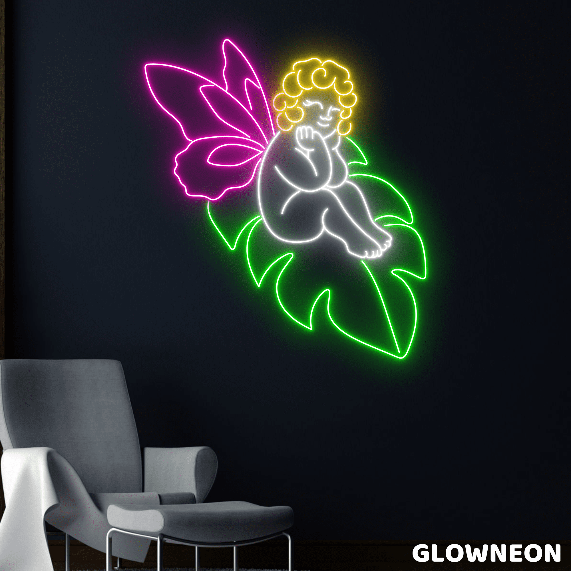Glowneon Angel Monstera Neon Sign, Angel Monstera Led Sign, Kid Gifts ...