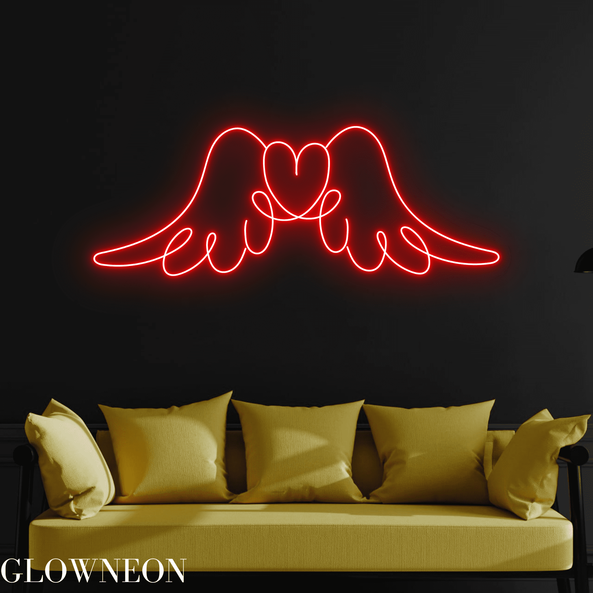 Glowneon Angel Wings Neon Sign, Wings Heart Led Sign, Party Event Art ...
