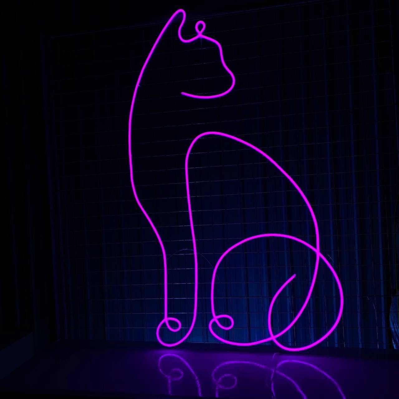 Glowneon Animal Cat Line Art Neon Sign, Cat Night Light Decoration ...
