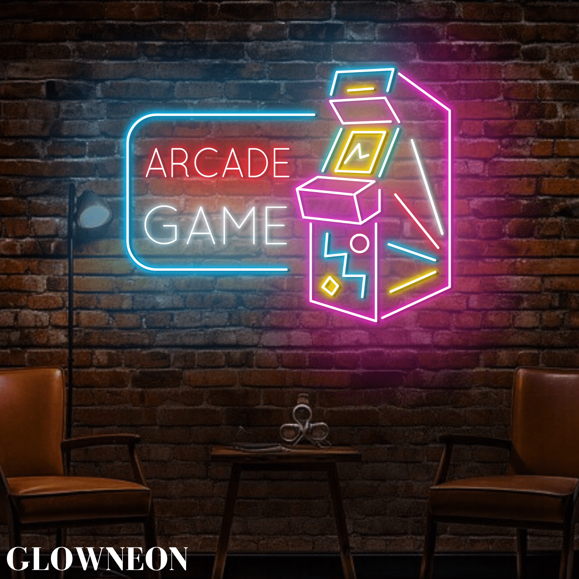 Glowneon Arcade Game Machine Neon Sign, Arcade Game Room Led Wall Art ...
