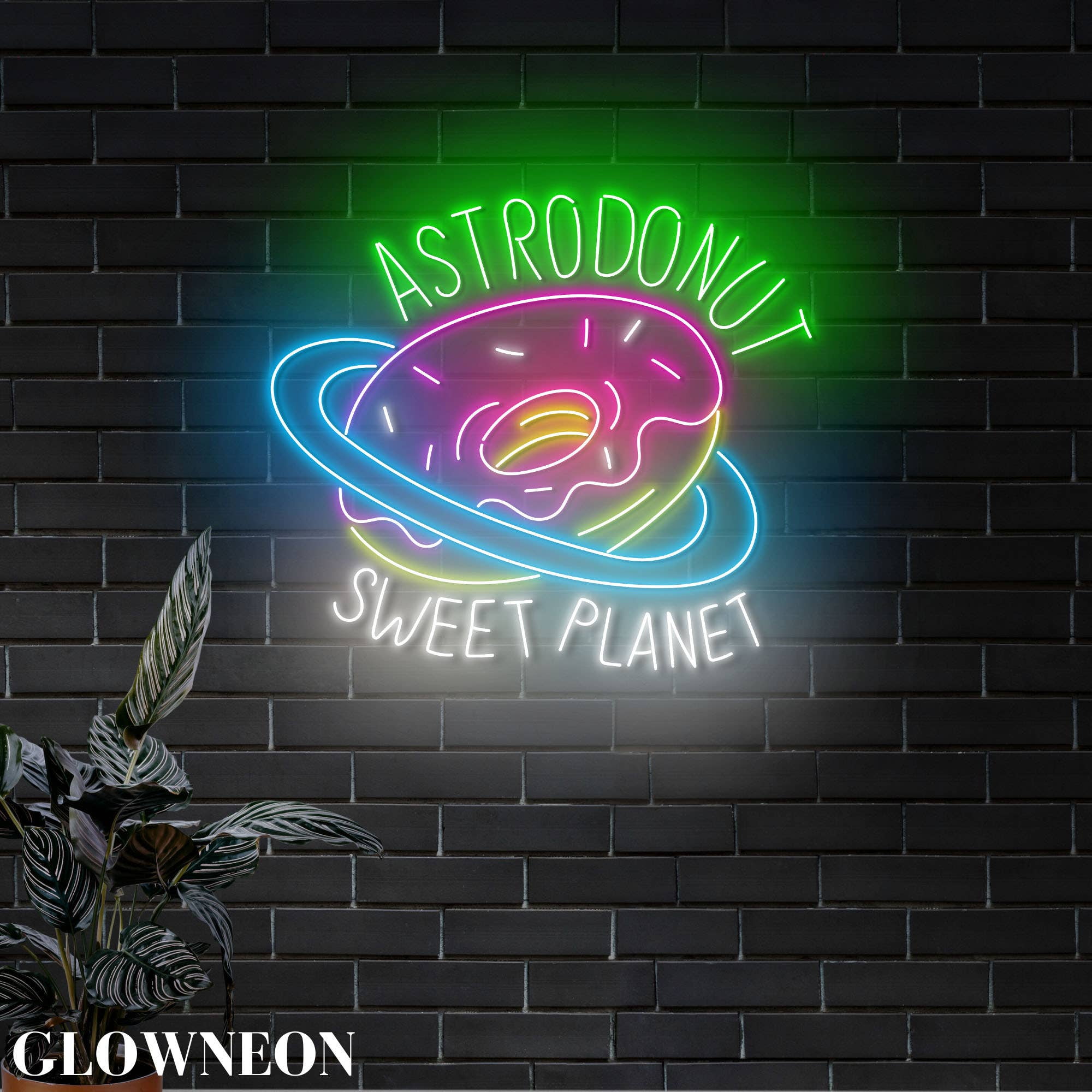Glowneon Astrodonut Sweet Planet Neon Sign, Donut Cake Shop Wall Art ...