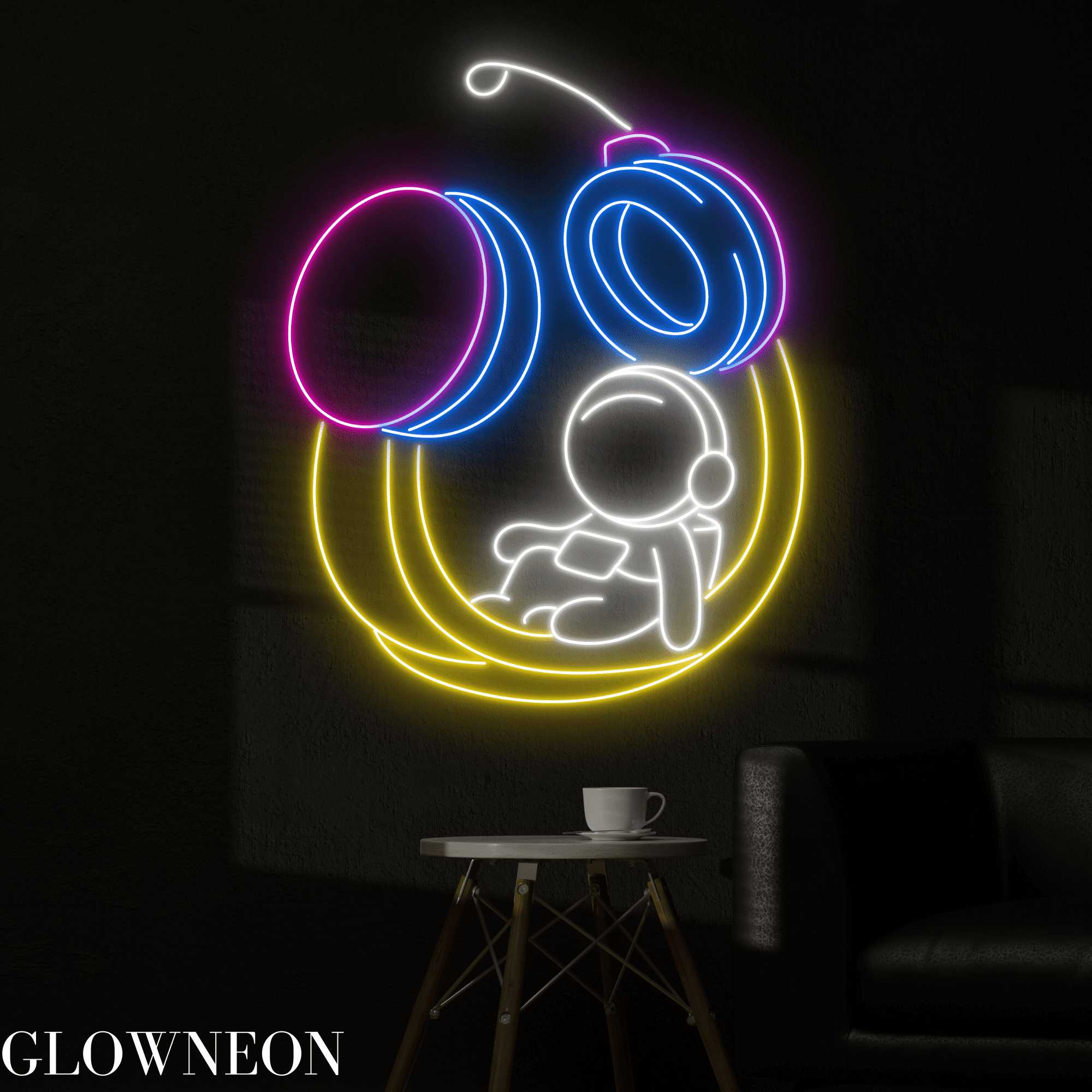 Glowneon Astronaut Headphone Neon Sign, Headphone Shop Wall Led Decor ...