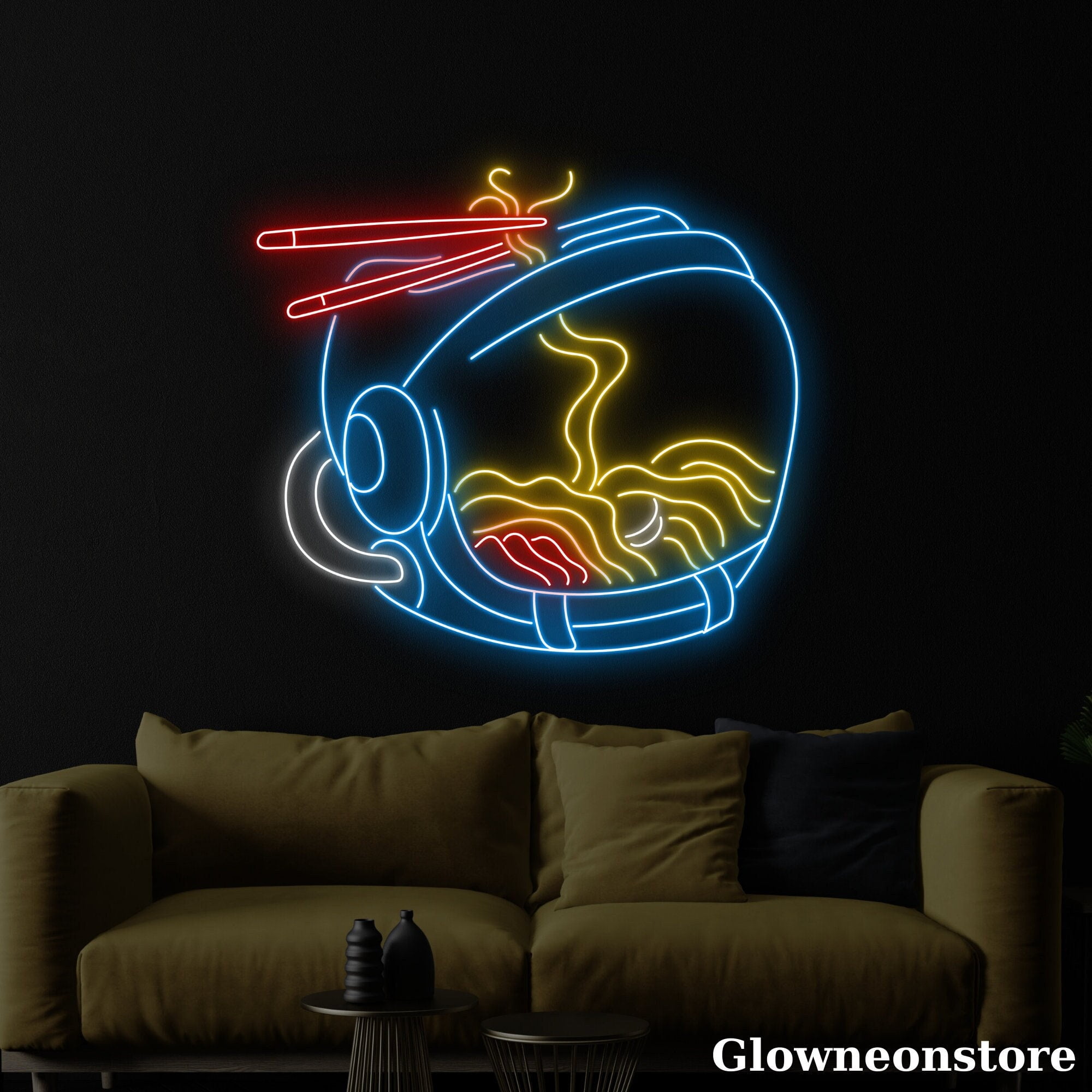 Glowneon Astronaut Helmet Ramen Neon Sign, Japanese Noodles Restaurant ...