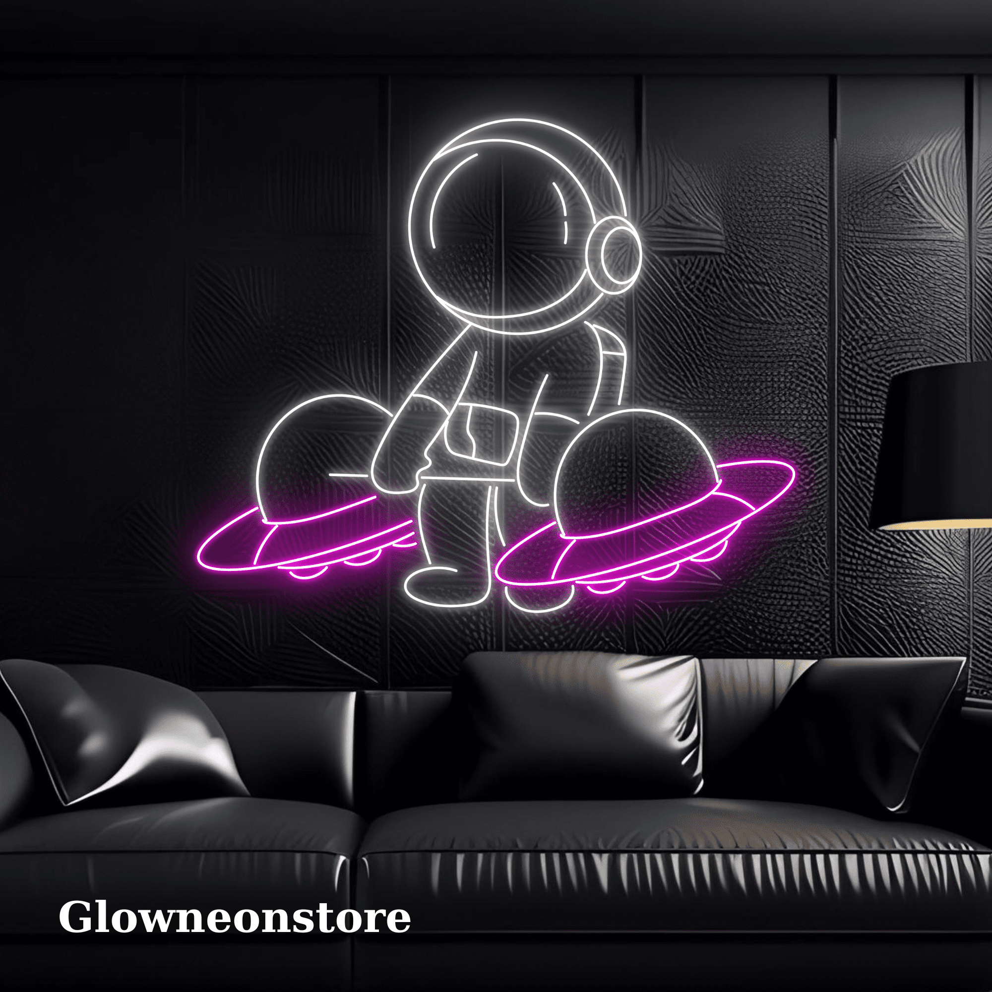 Glowneon Astronaut Lift Ufo Neon Sign, Astronaut Space Man Wall Decor ...
