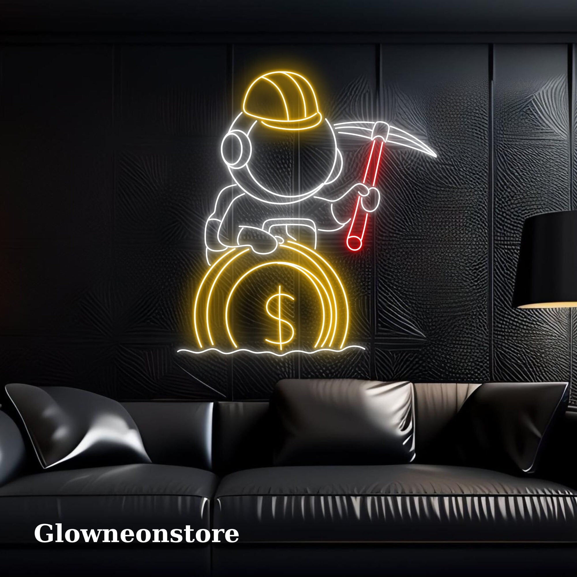 Glowneon Astronaut Mint Coin Neon Sign, Astronaut Miner Led Light ...