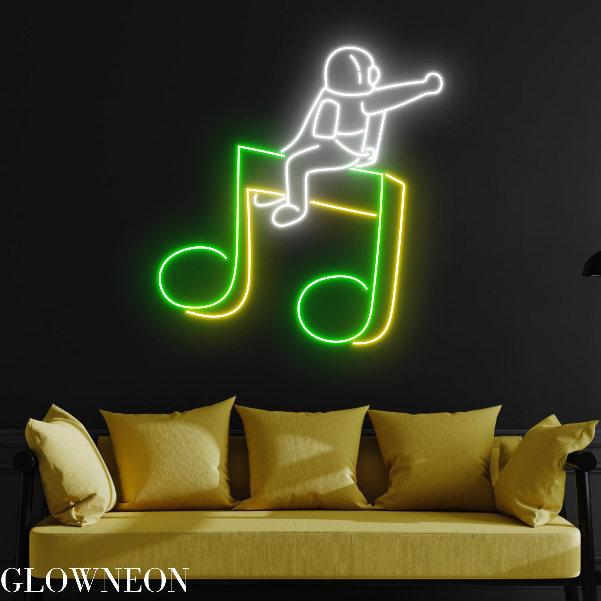 Glowneon Astronaut Musical Note Neon Sign, Astronaut Kid Room Led Art ...