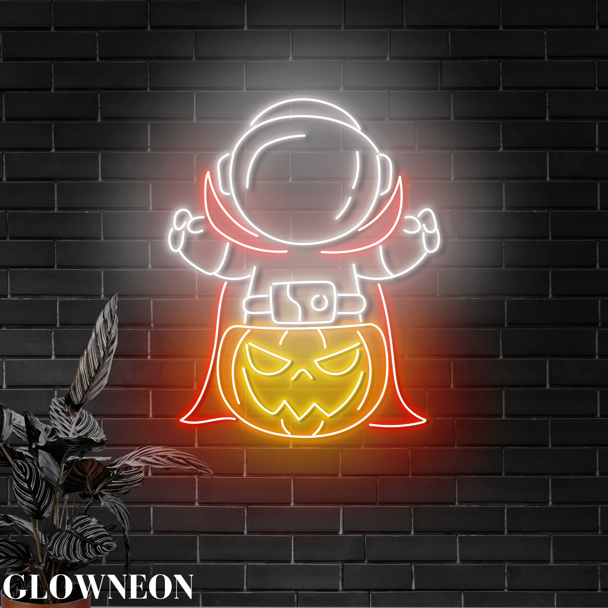 Glowneon Astronaut Pumpkin Halloween Neon Sign, Astronaut Wall Decor ...