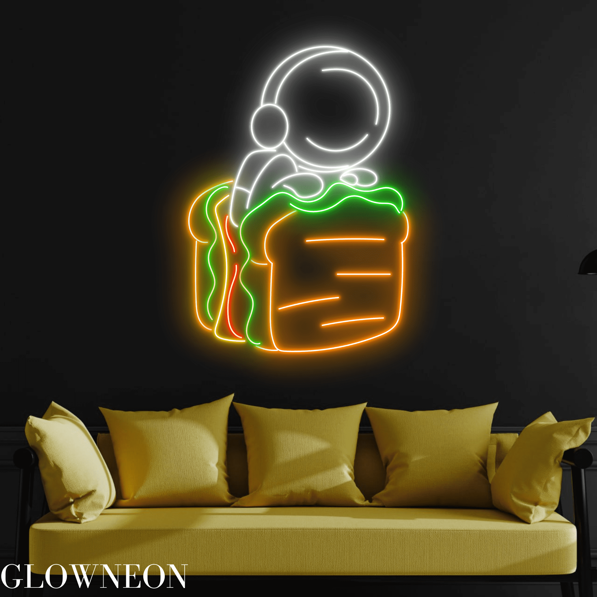 Glowneon Astronaut Sandwich Neon Sign, Sandwich Store Wall Led Decor ...