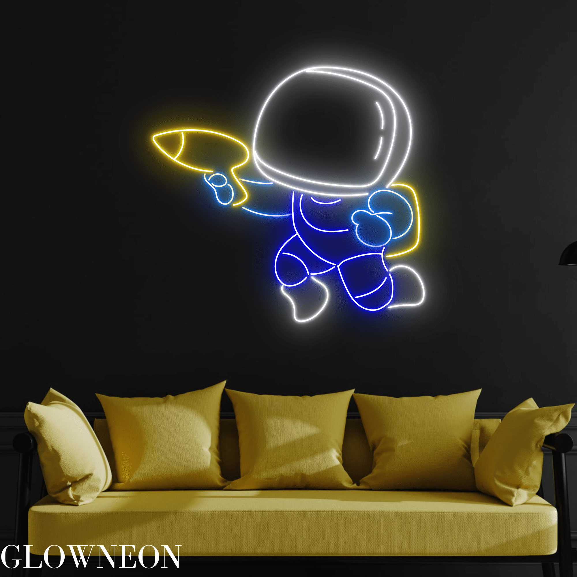Glowneon Astronaut Space Rocket Neon Sign, Astronaut Wall Led Light ...
