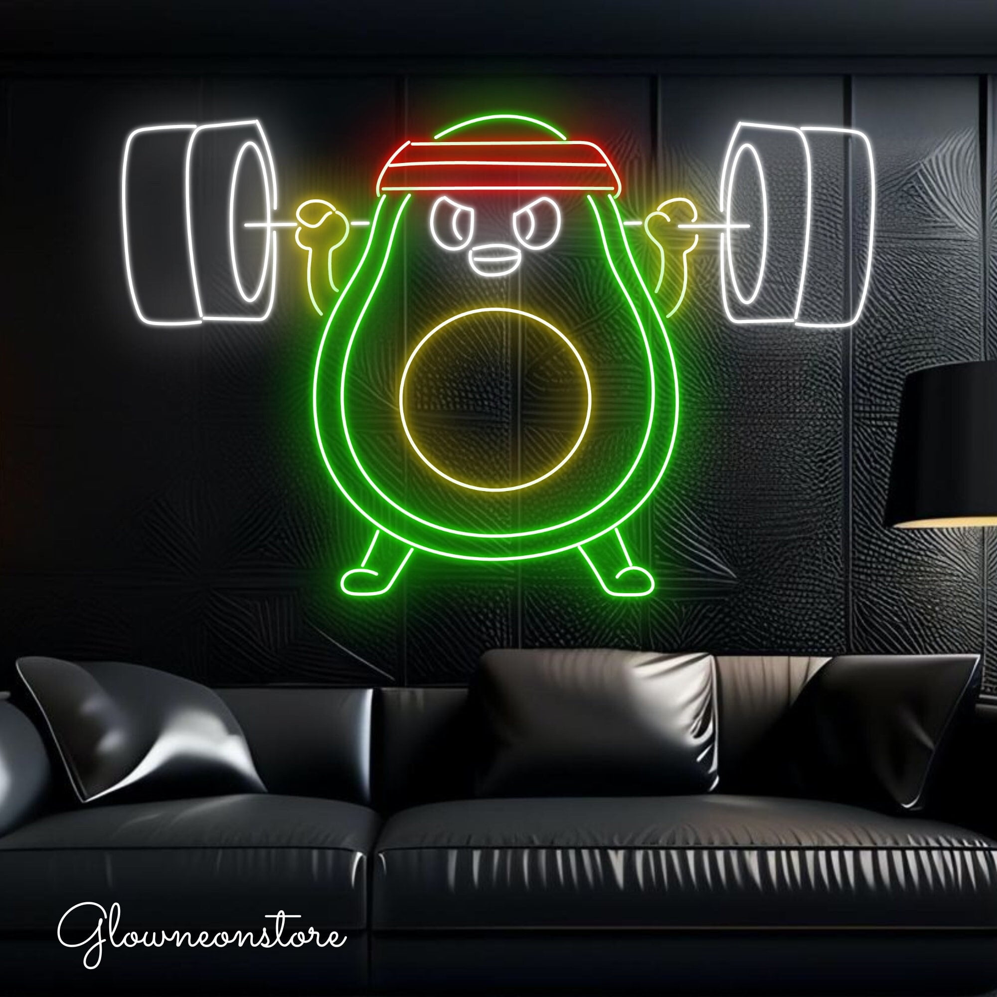 Glowneon Avocado Fruit Lifts Weights Neon Sign, Avocado Fruit Lifts The ...