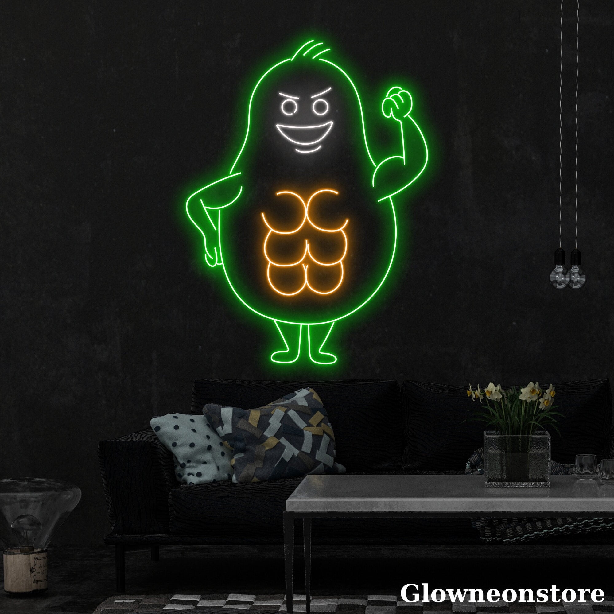 Glowneon Avocado Muscular Neon Sign, Avocado Led Sign, Gym Room Decor ...