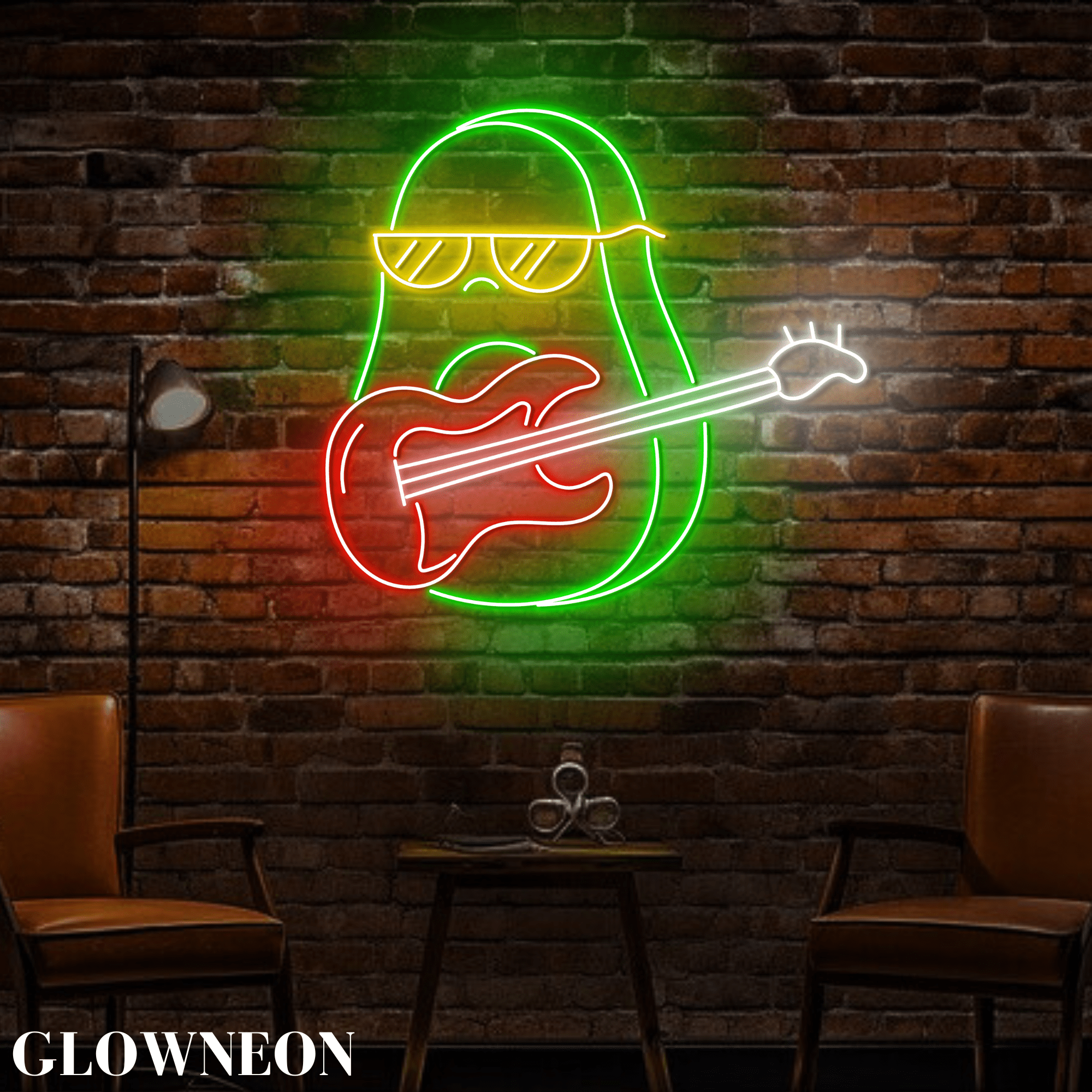 Glowneon Avocado Rock N Roll Decor, Avocado Shop Led Sign, Music Sign ...