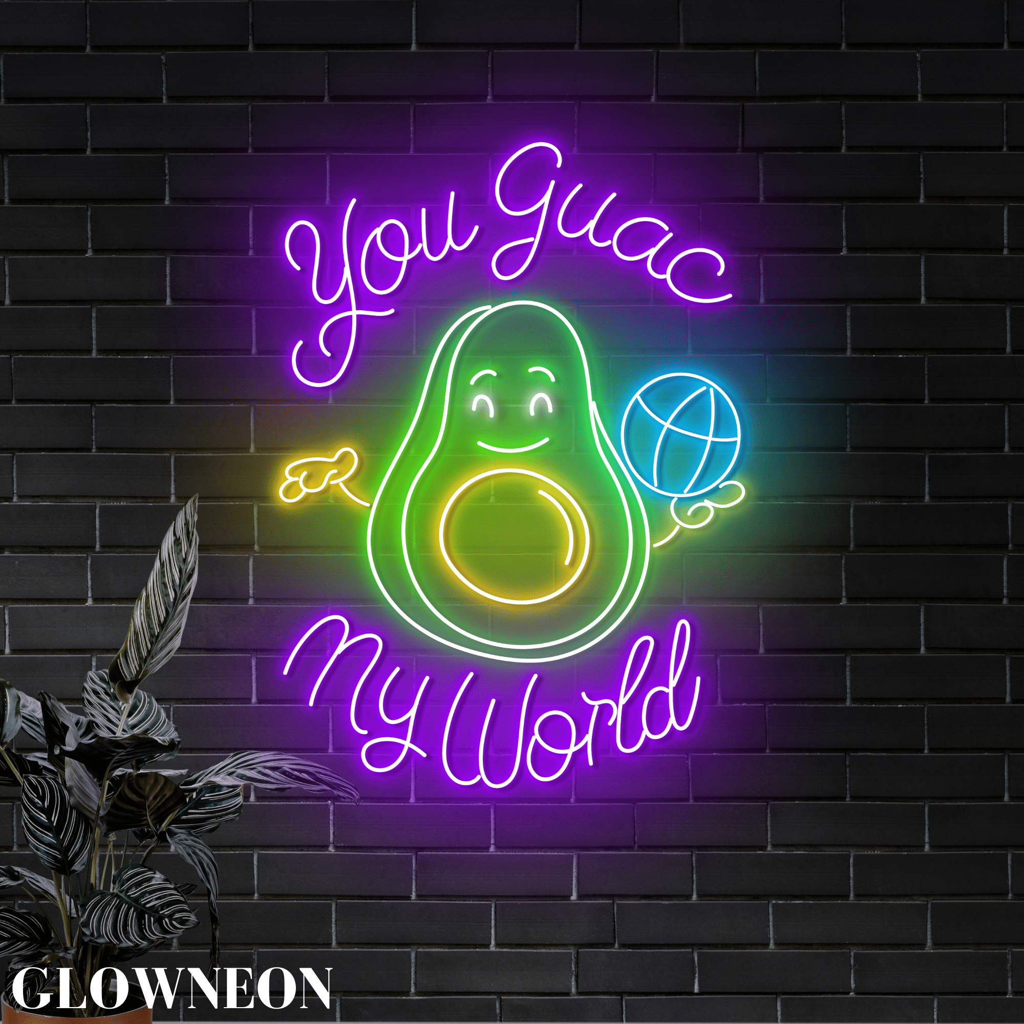 Glowneon Avocado You Guac My World Led Sign, Avocado Fruit Shop Decor ...