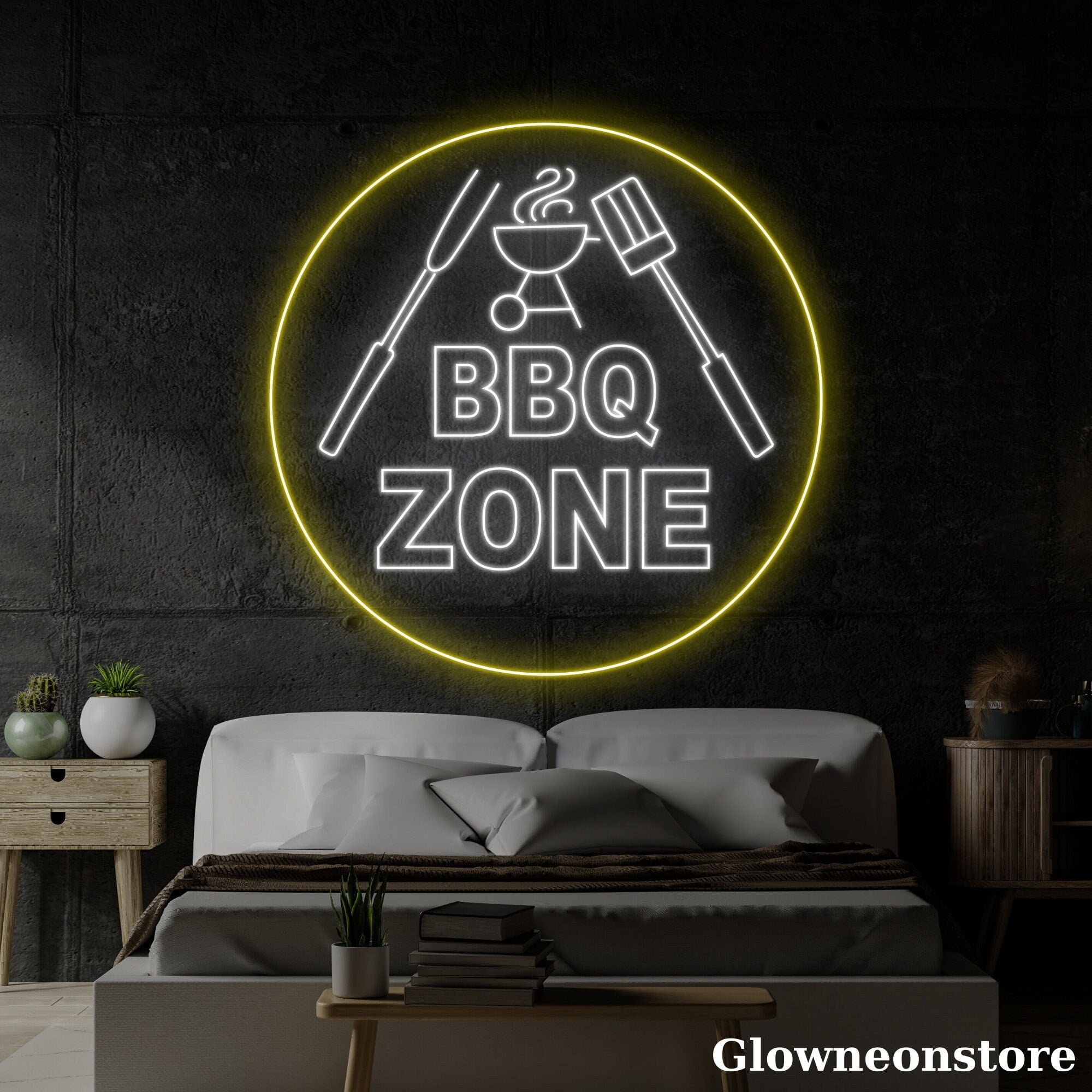 Glowneon BBQ Zone Neon Sign, BBQ Restaurant Led Sign, BBQ Neon Led Sign ...