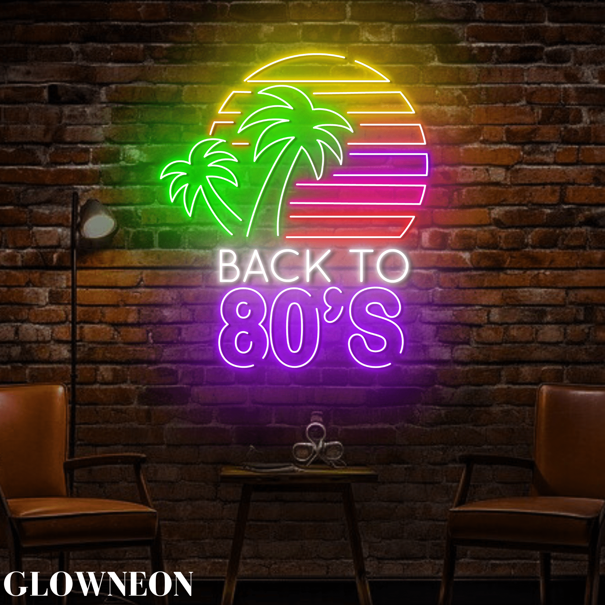 Glowneon Back To 80's Neon Sign, 80's Retro Music Led Sign, Bar Decor ...
