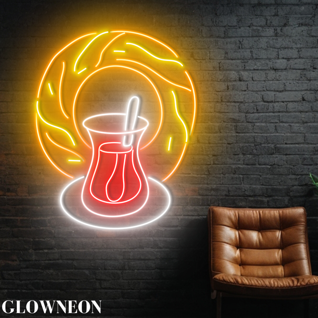 Glowneon Bagel Shop Led Sign, Bagel Bread Neon Sign, Bakery Wall Art ...