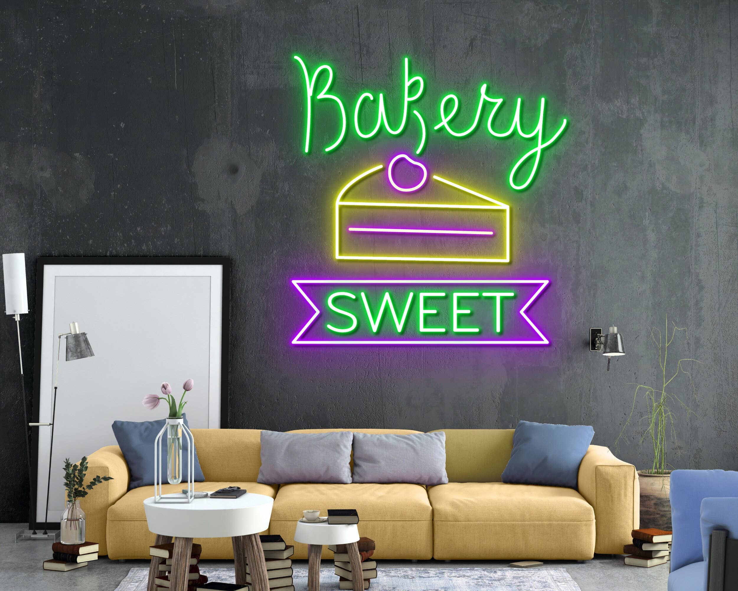 Glowneon Bakery Birthday Cake Neon Sign, Bakery Wall Decor Signboard ...