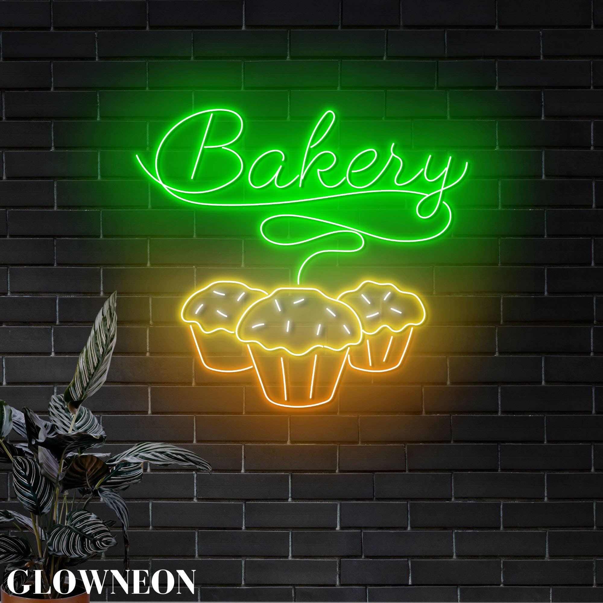 Glowneon Bakery Wall Led Lights, Cupcake Bakery Shop Neon Wall Decor ...