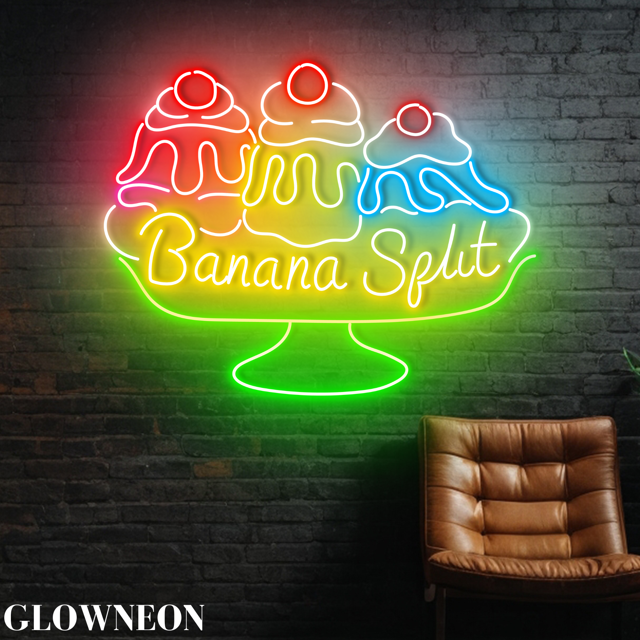 Glowneon Banana Split Neon Light, Ice Cream Shop Wall Led Hangings ...