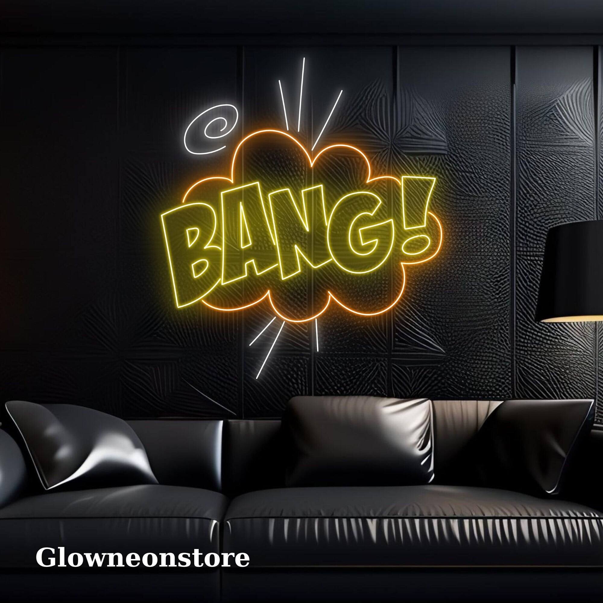 Glowneon Bang Comics Neon Sign Bang Comics Led Light Comics Line Art Comic Words Bang Sign