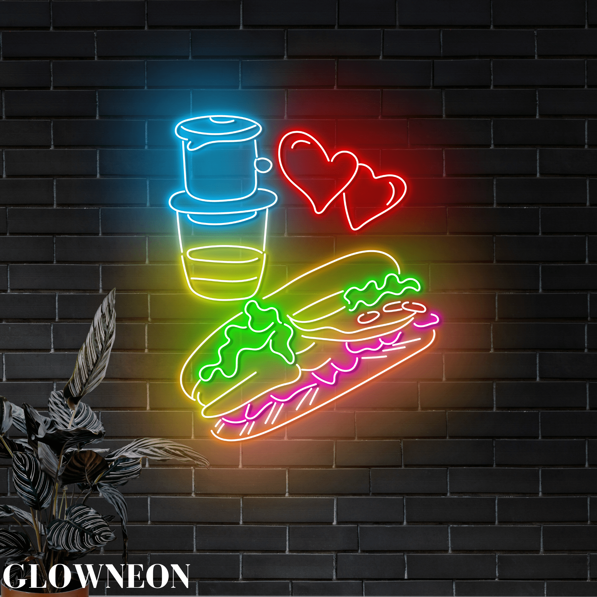 Glowneon Banh Mi Ca Phe Neon Sign, Vietnamese Restaurant Led Wall Art ...
