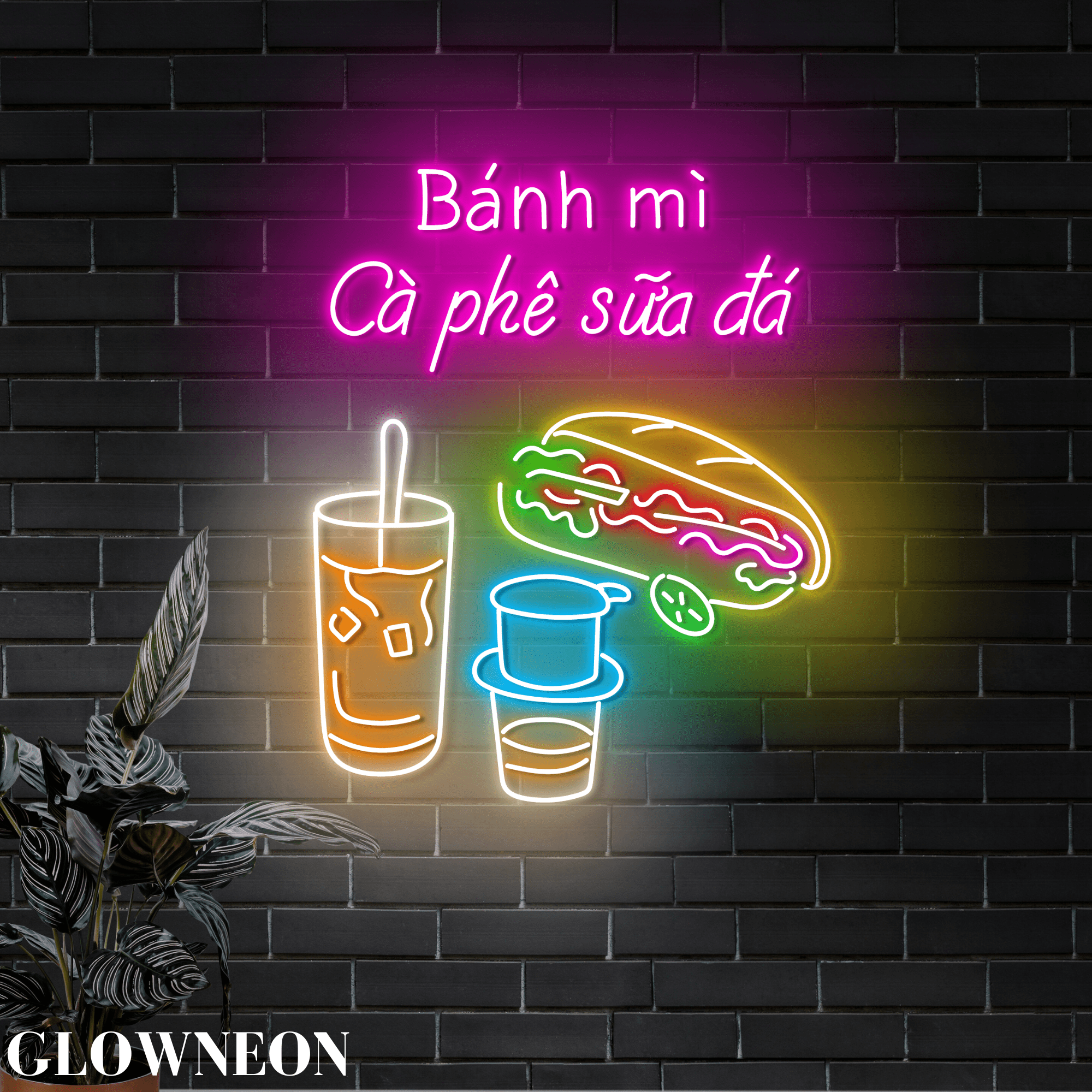 Glowneon Banh Mi Ca Phe Sua Da Neon Sign, Vietnamese Restaurant Decor ...