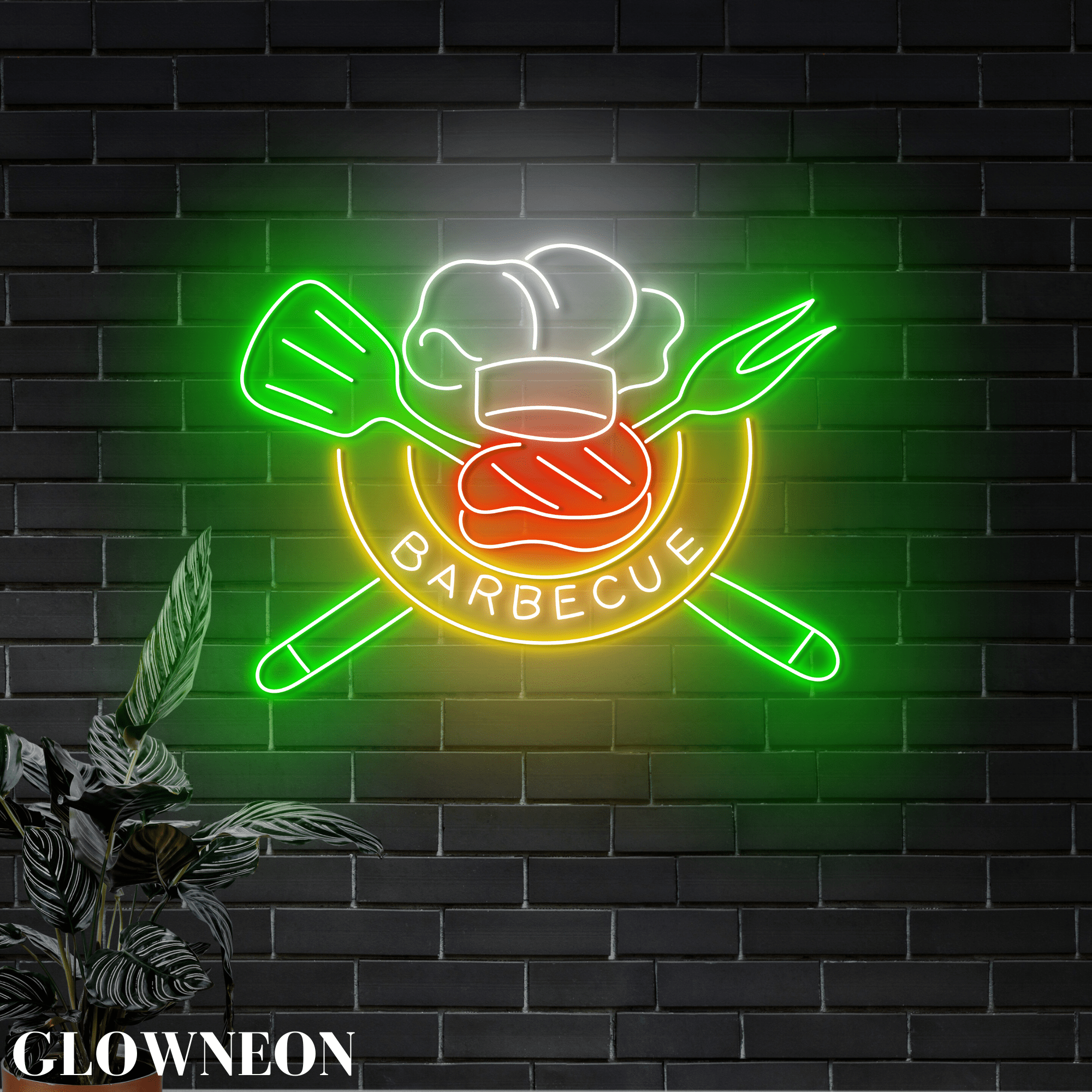 Glowneon Barbecue Logo Led Light, Barbecue Grill Bar Restaurant Decor ...