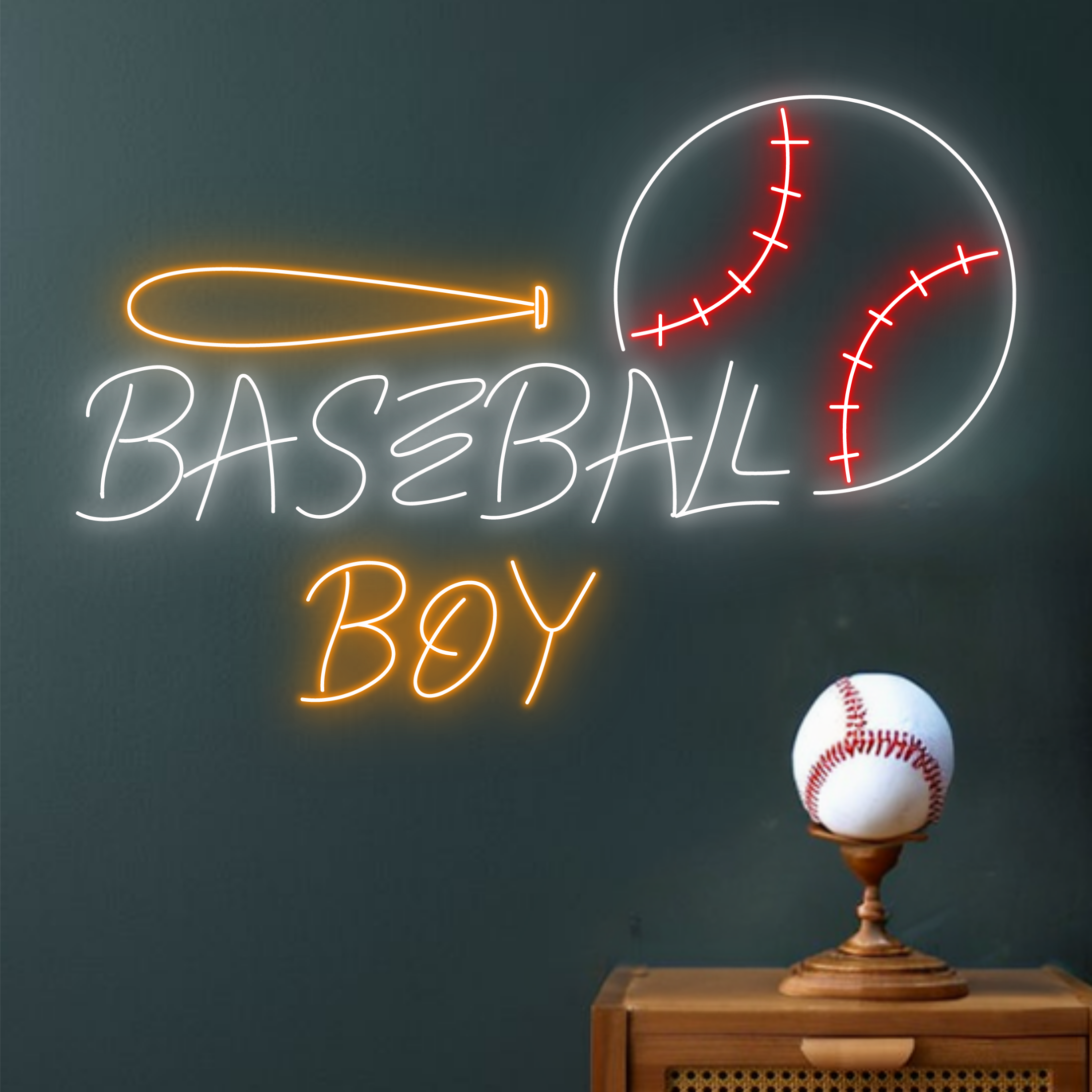 Glowneon Baseball Boy Neon Neon Sign, Baseball Club Fan Sport Decor ...