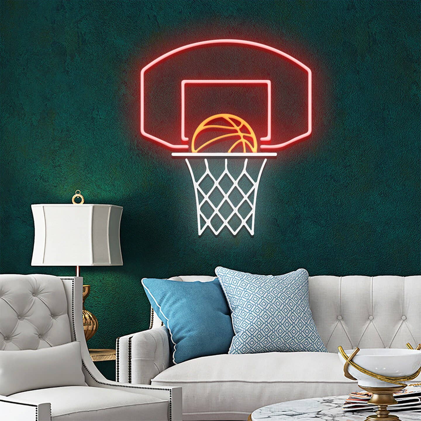 Glowneon Basketball Hoop Neon Sign, Basketball Fan Club Wall Decor ...