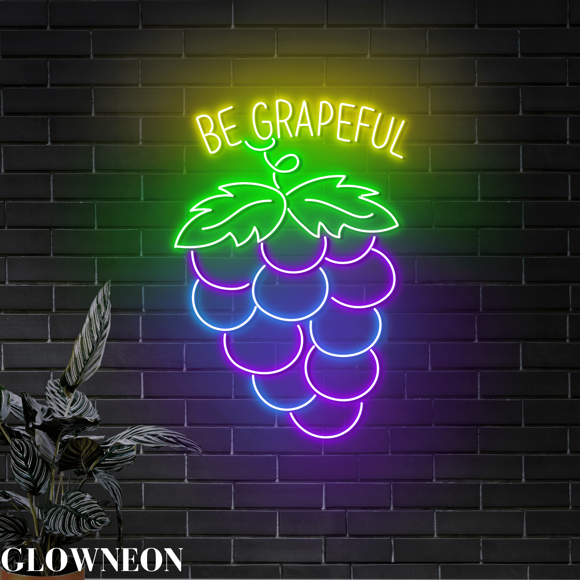Glowneon Be Grapeful Led Wall Decor, Grape Neon Sign, Grape Shop Sign ...