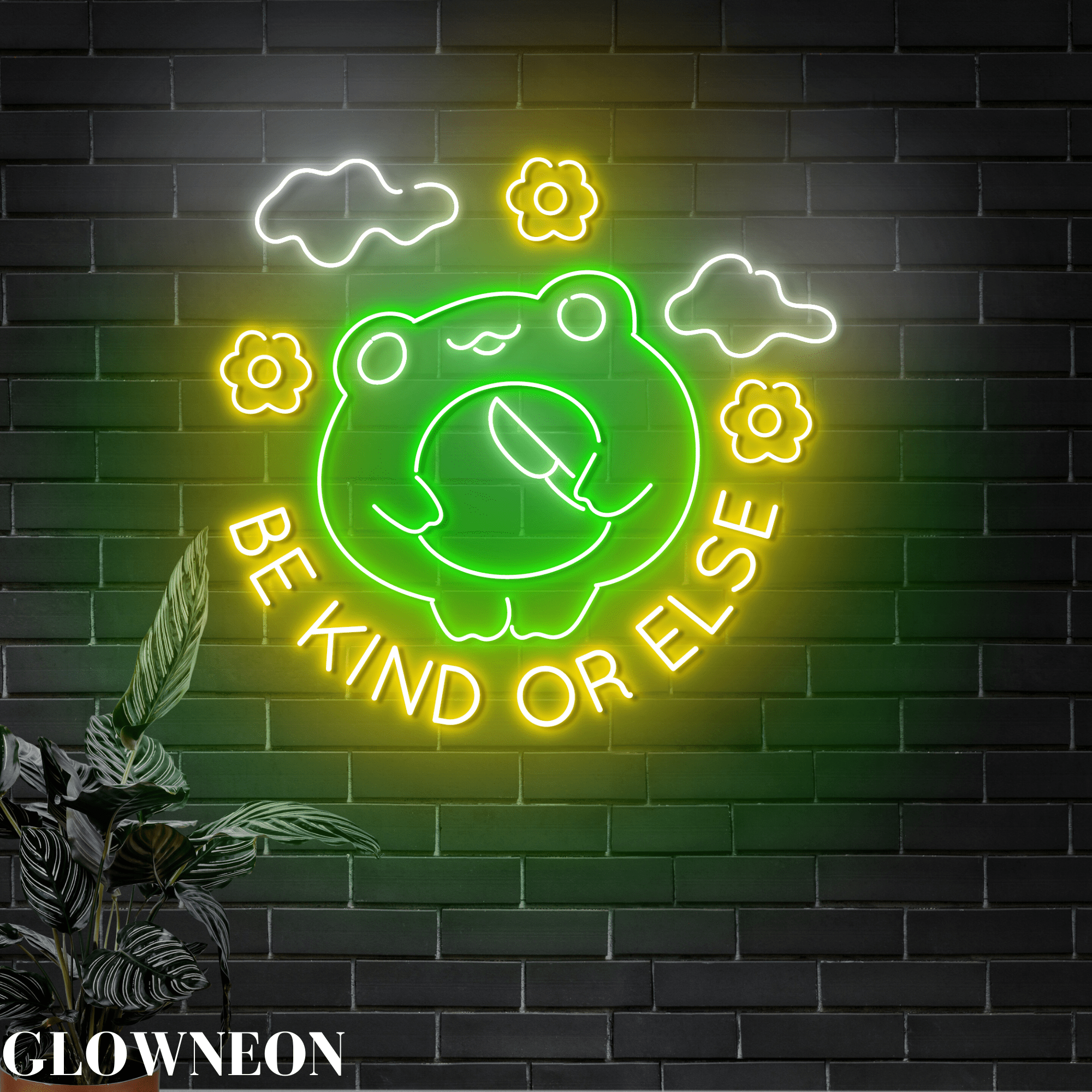 Glowneon Be Kind Or Else Funny Frog Led Sign, Funny Frog Wall Decor ...
