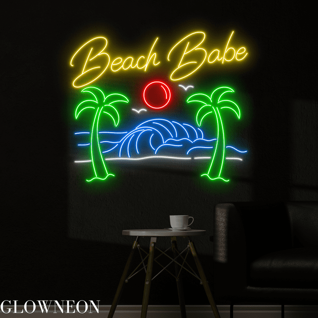 Glowneon Beach Babe Neon Sign, Summer Beach Led Sign, Summer Vibe Art ...