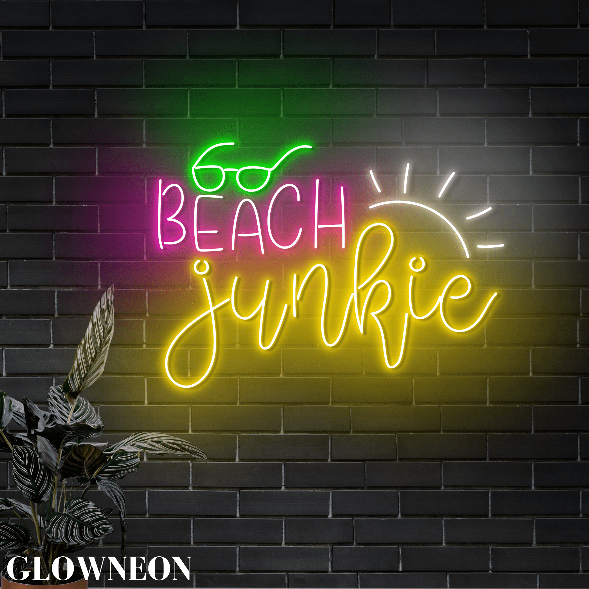 Glowneon Beach Junkie Led Wall Art, Summer Beach Party Neon Wall Sign ...
