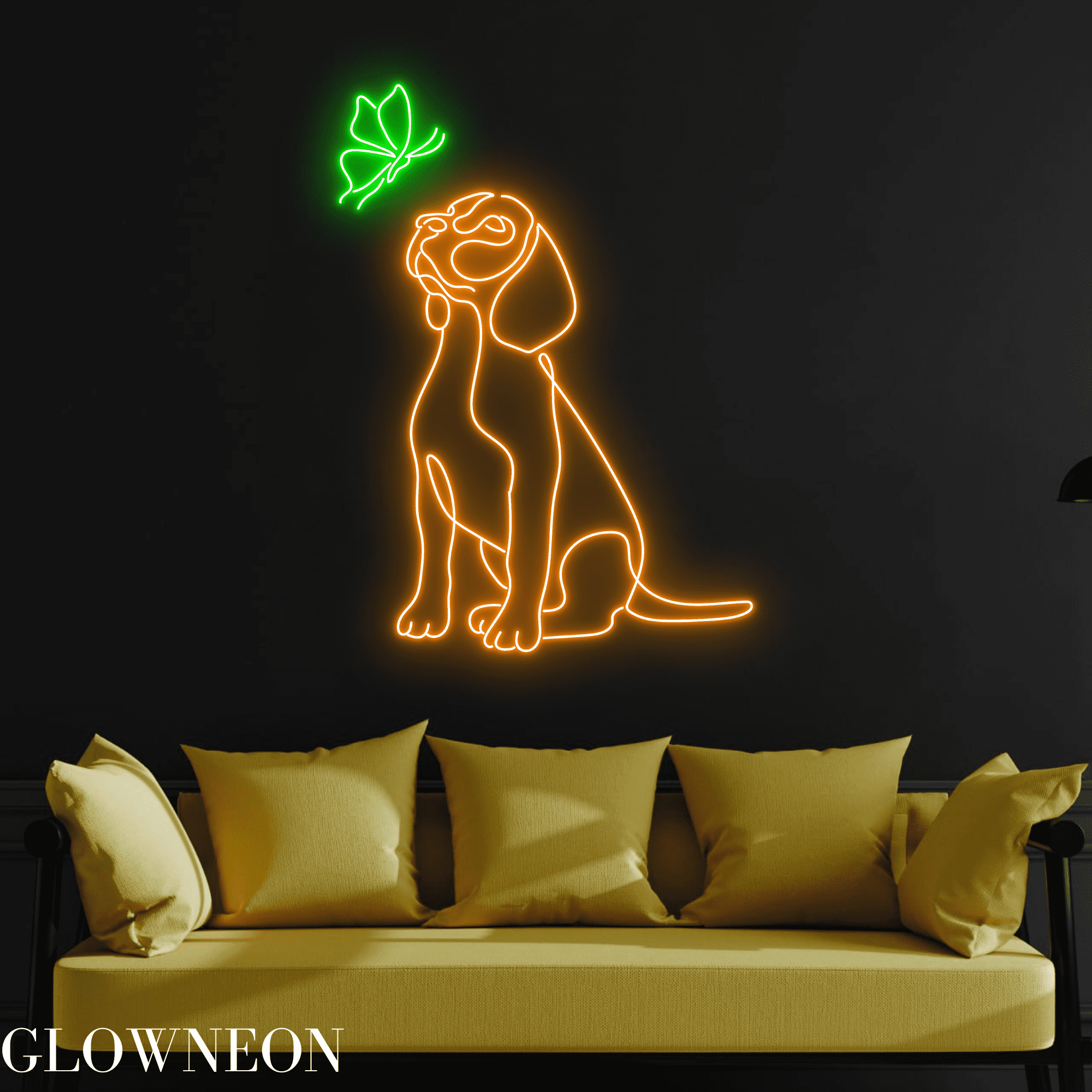 Glowneon Beagle Dog Butterfly Neon Sign, Beagle Dog Led Sign, Dog Art ...