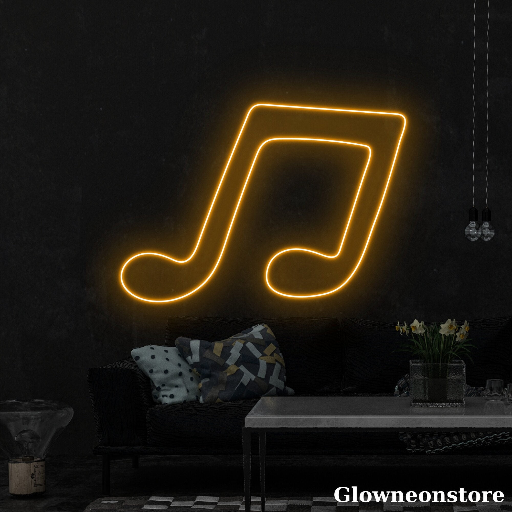 Glowneon Beam Notes Music Neon Sign, Musical Notes Led Sign, Music Room ...