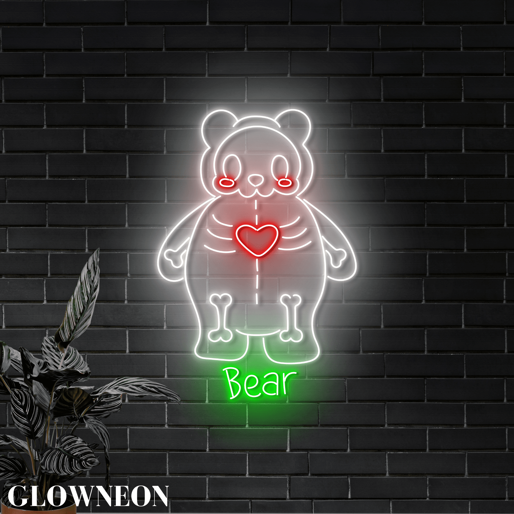 Glowneon Bear Skeleton Animal Day Of The Dead Neon Sign Mexican Decor ...